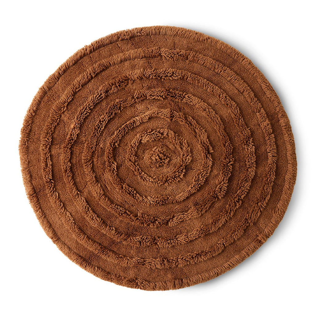 HKliving USA TTK3115 Round woolen area rug mahogany high and low pile ...