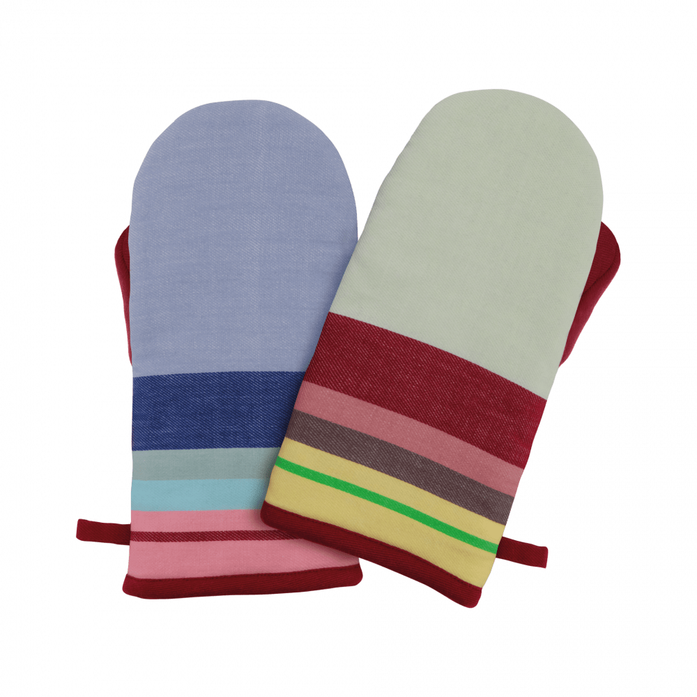 multi color and maroon striped cotton oven mitts for baking set of 2 ...