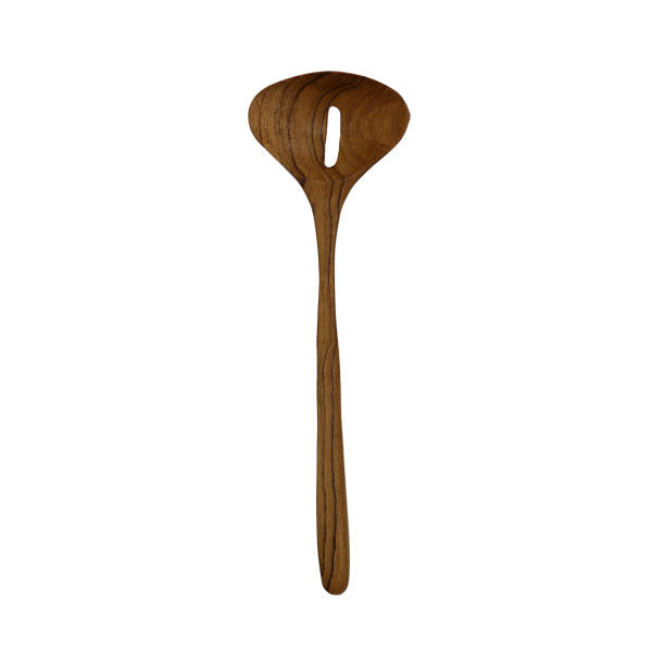 HKliving USA AKE1120 hand carved teak wooden ladle with hole — HKLIVING USA
