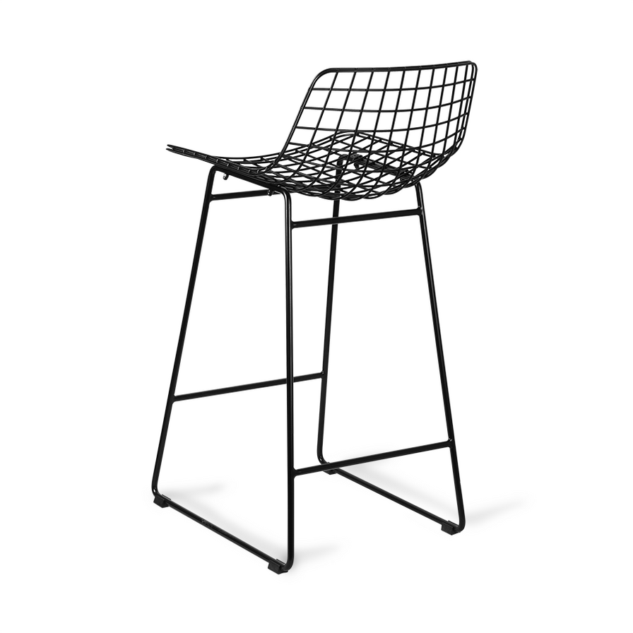 HKliving USA MZM4004 black metal wire bar counter stool MCM style ...